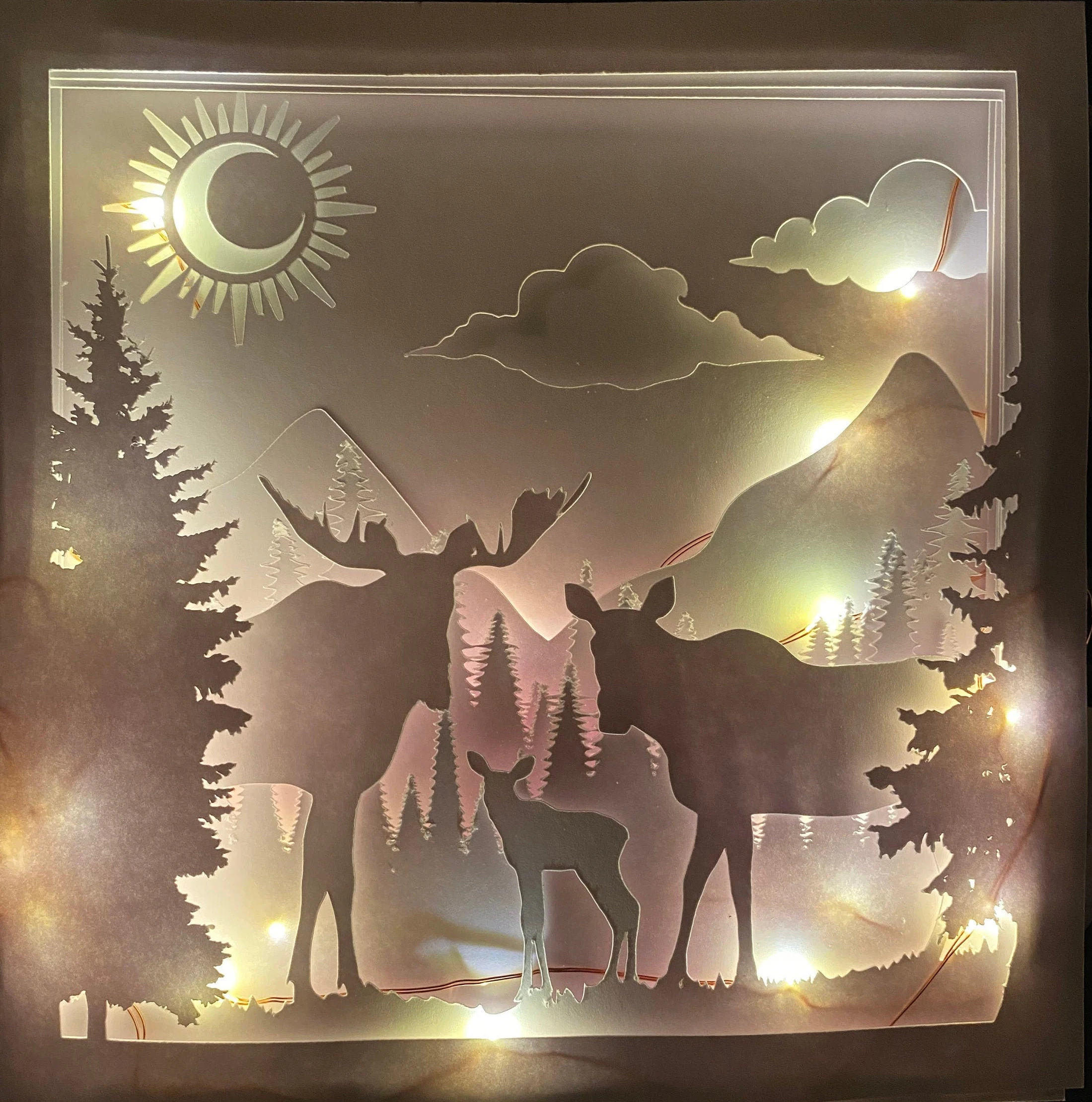 3D Moose Family Cricut Project Shadow Box SVG - ONeill Design Craft
