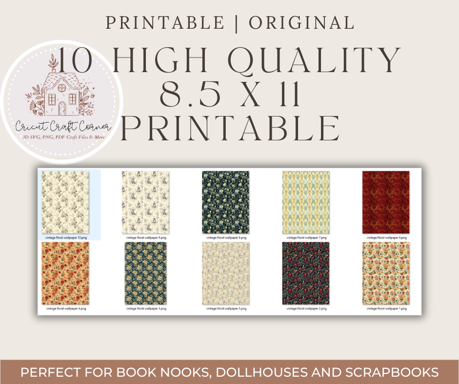 Printable Dollhouse Wallpaper | Miniature Book Nook Wallpaper - ONeill ...