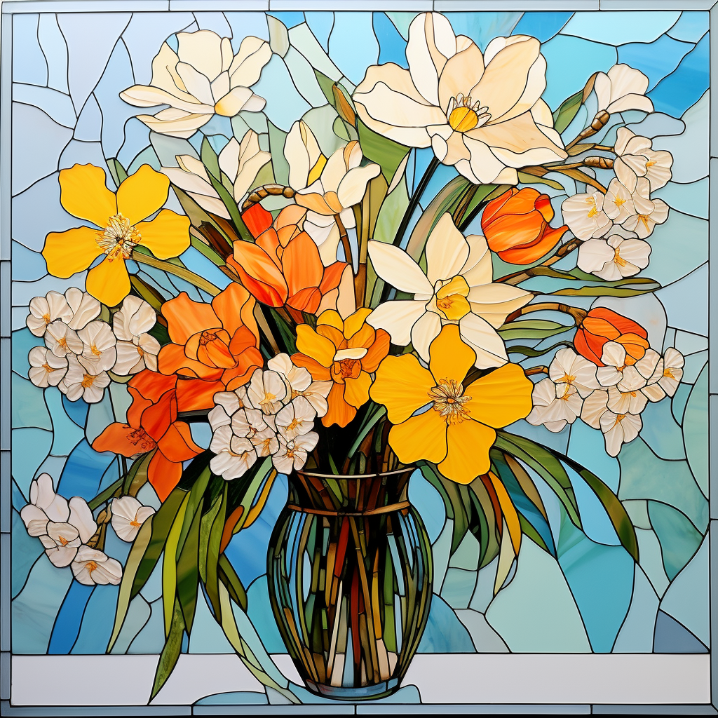 Over 100 Stained Glass Flower PNG - Instant Download - ONeill Design Craft